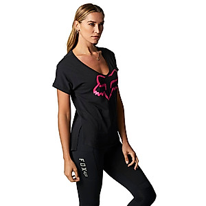 Fox Racing womens Boundary Short Sleeve Top fashion t shirts, Black/Pink, X-Small US