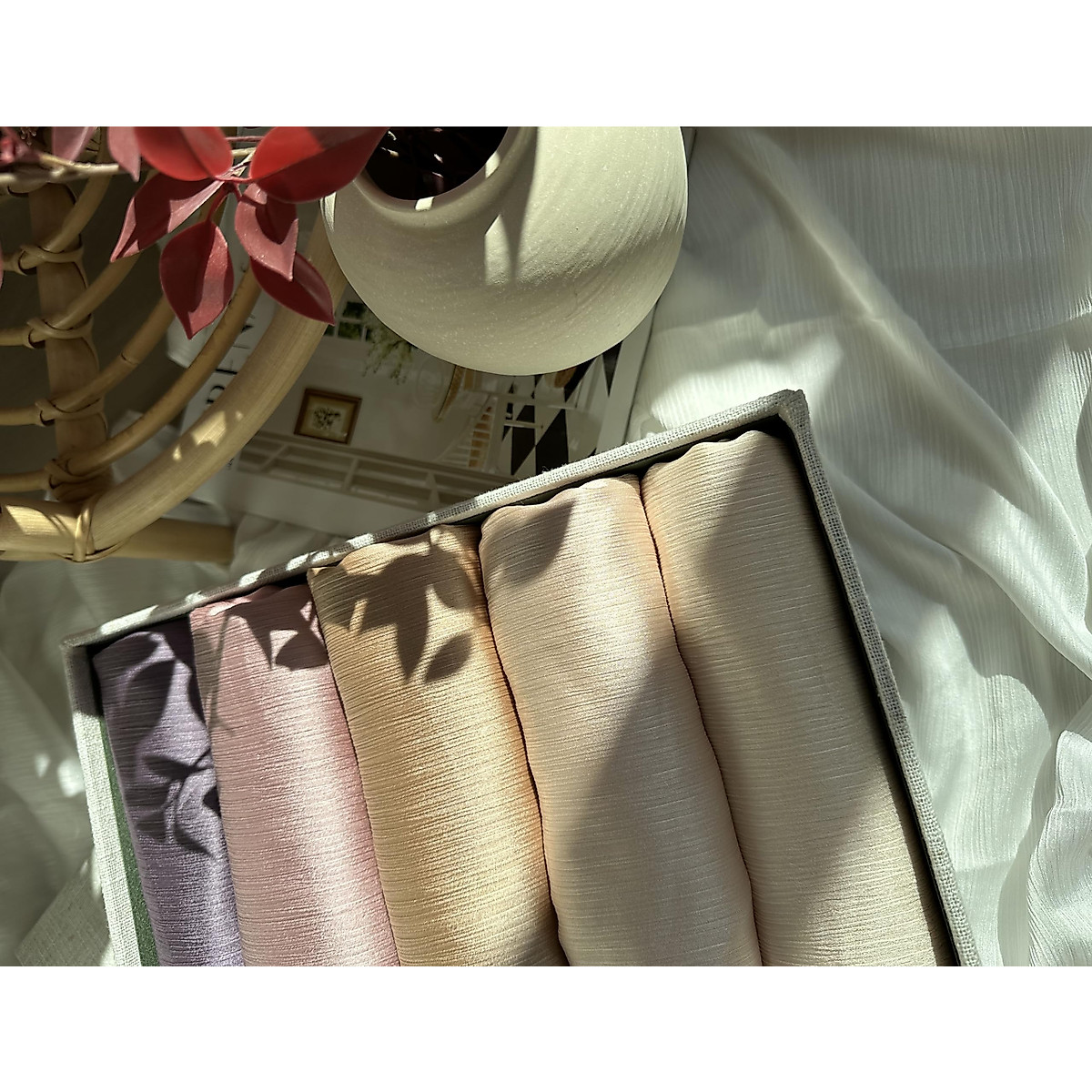 Xirhoot Hijab for Women Hijab Scarf for Women Satin Hijab Texture Satin Crepe Hijab (Sage)