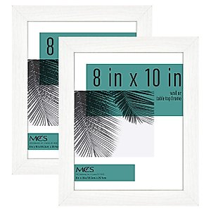 MCS Studio Gallery 8x10 Picture Frame White Woodgrain, Vertical & Horizontal Wall Hanging & Easel for Tapletop Display, Rectangle Photo Frame for Photos, Posters & Art Prints (2-Pack)