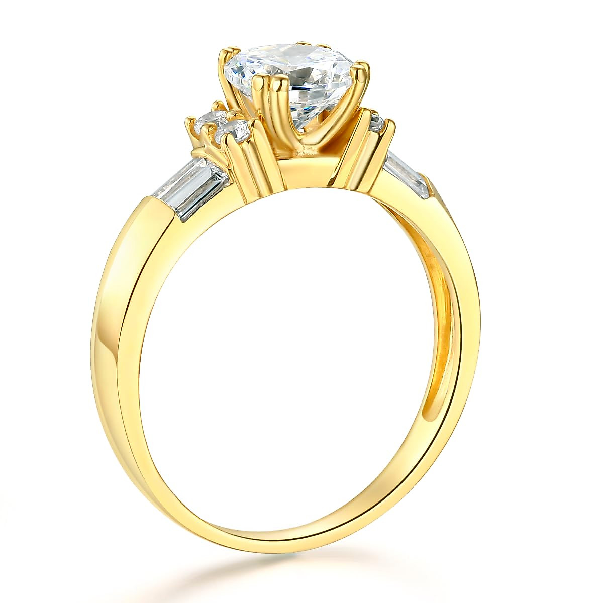 14k Yellow Gold Solid Wedding Engagement Ring and Wedding Band 2 Piece Set - Size 8