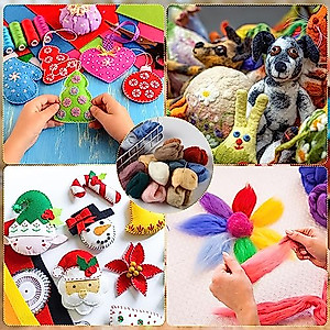 XunYee 200 Pcs Needle Felting Wool 50 Colors Wool Roving Nature Fiber Roving Wool for Felting Roving Yarn Needle Felting Supplies for Crafts DIY Materials Hand Spinning Blending, 3 g Each Pack