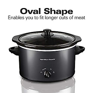 Hamilton Beach 3-Quart Slow Cooker With Dishwasher-Safe Crock & Lid, Matte Black (33231)