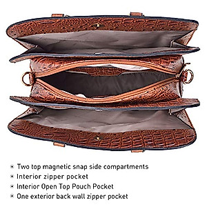 Dasein Women Satchel Handbags Shoulder Purses Totes Top Handle Work Bags with 3 Compartments (4-Ostrich Brown)