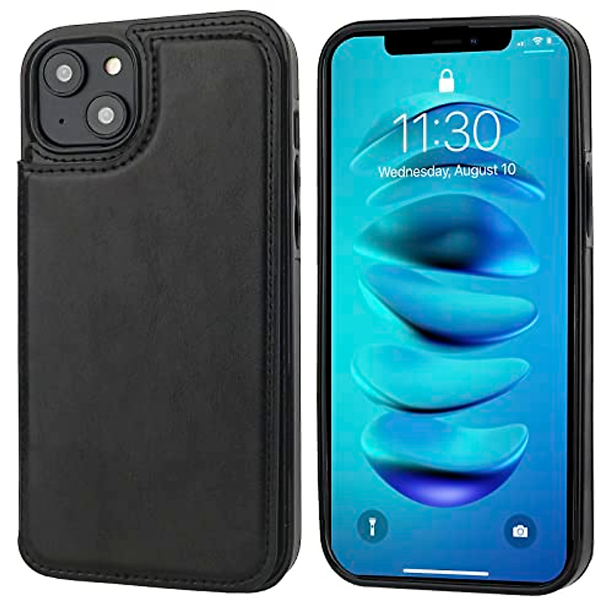 ONETOP Compatible with iPhone 14 Plus Wallet Case with Card Holder, PU Leather Kickstand Card Slots Case, Double Magnetic Clasp and Durable Shockproof Cover 6.7 Inch (Black)