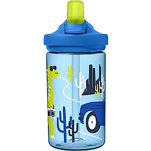 CamelBak eddy+ 14oz Kids Water Bottle with Tritan Renew – Straw Top, Leak-Proof When Closed, Road Trip Dinos