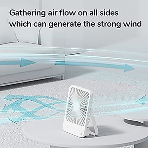 JISULIFE Small Desk Fan Battery Operated Small Fan，180° Foldable Portable Fan, 4 Speeds Adjustable Ultra Quiet for Home Office Travel Outdoor-White