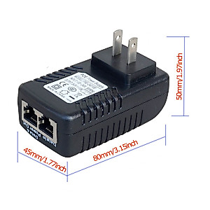 ANVISION 48V 0.5A PoE Injector Power Supply Ethernet Adapter with Wall Plug, IEEE 802.3af Compliant, 10/100Mbps, for IP Camera Voip Phones AP and More