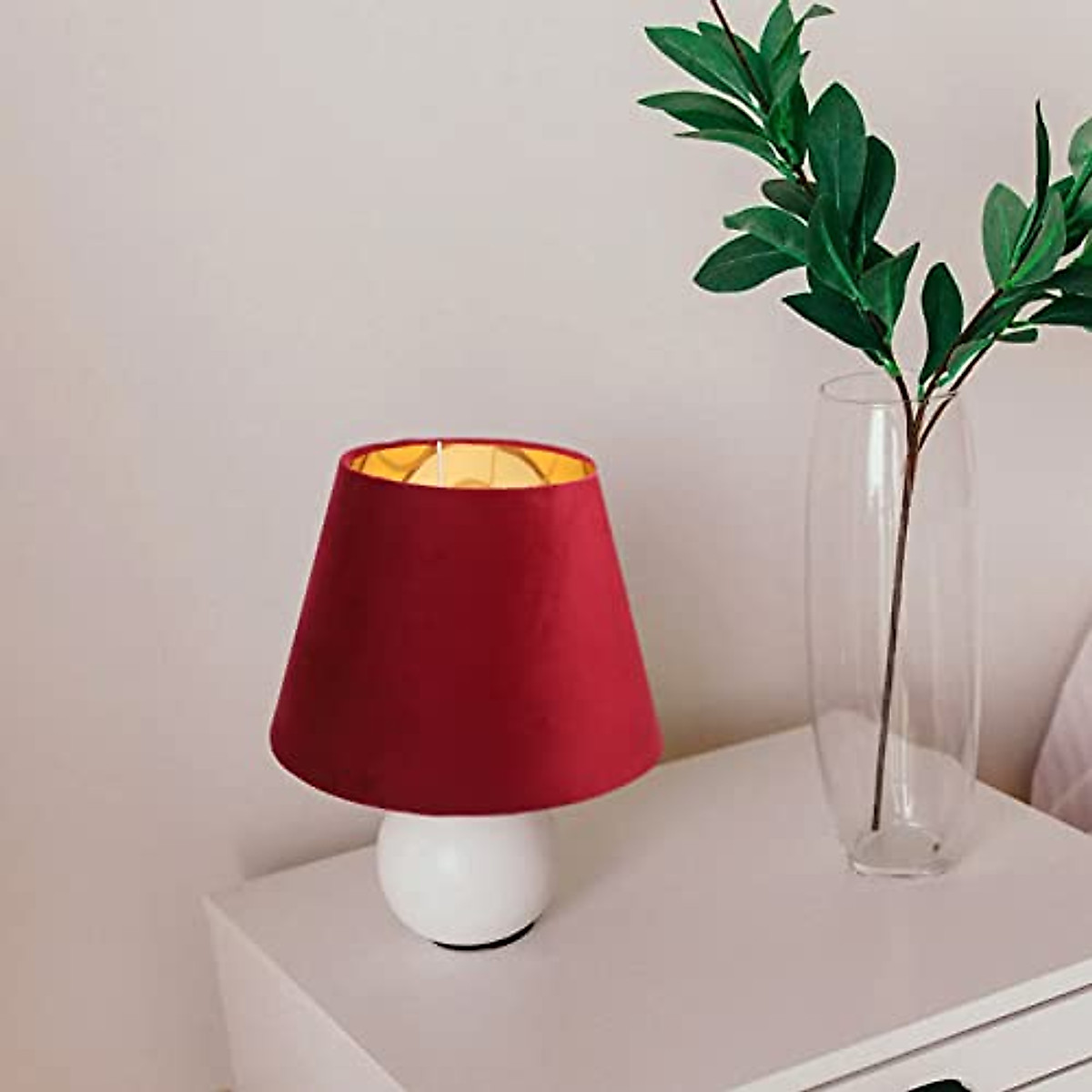 Uonlytech Chandelier Lamp Shades Fabric Barrel Lampshade Lamp Cover Small Clip On Lamp Shade for Table Wall Floor Lamp E27 Red