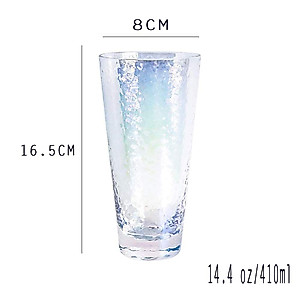 HOMEE Highball Glasses Set of 6-14 oz Tall Drinking Glasses - Colorful Heavy Base Tall Glass Cups - Mojito, Bourbon, Iced Tea, Water, Soda, Juice, Tequila, Cocktail, Glassware Sets