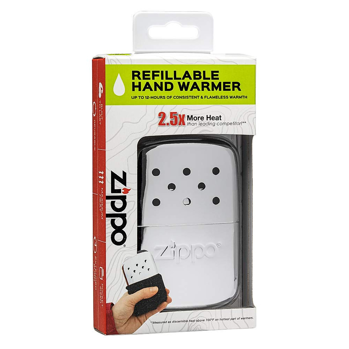 Zippo Hand Warmer, 12-Hour - Chrome Silver