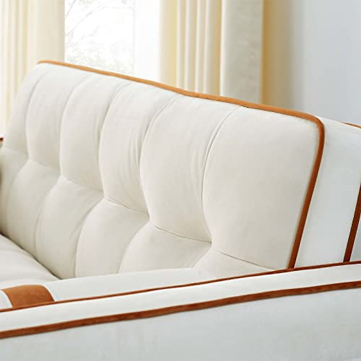 JEEOHEY Sleeper Sofa Couch w/Pull Out Bed, 55.5" New Upgraded Tufted Velvet Convertible Sleeper Sofa Bed, Small Love seat Sofa Bed w/ 2 Pillows for Small Space, Living Room, Apartment, Beige