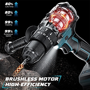 Cordless Power Drill for Makita 18v Battery: 3 Modes Electric Power Driver/Drill Kit Tool, 1/2 Inch Keyless Chuck Cordless Impact Drill Set, 20 Position, Variable Speed, for Home, Garden(No Battery)