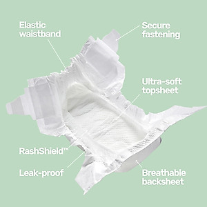 PARASOL Clear+Dry Disposable Diapers, RashShield Protection, Leakproof Design, Hypoallergenic, Size 1 (7-14 lbs), 160 Count