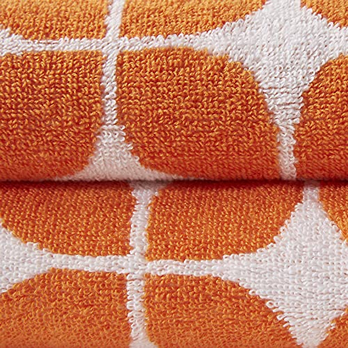 Lita Cotton Bathroom Towels , Jacquard Highly Absorbent Bath Towel Set , 6-Piece Include 2 Bath Towels & 4 Hand Towels , Orange Grey
