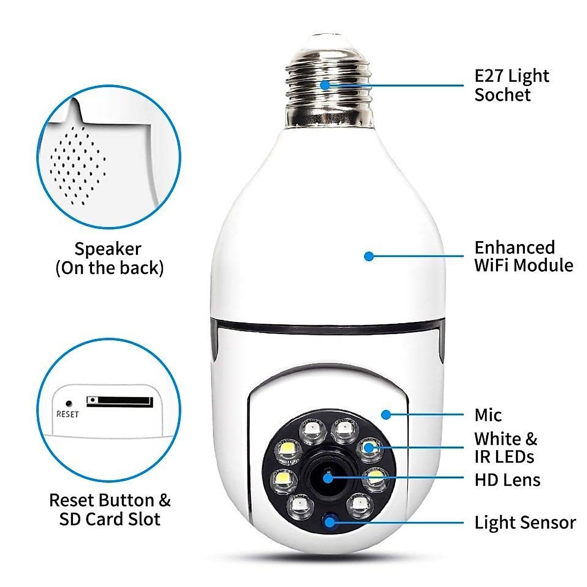 2 Pack 3MP Light Bulb Security Camera Wireless Outdoor, 360° Indoor WiFi Smart Light Socket Cameras for Home Security Cameras with Motion Detection and Alerts, 2-Way Audio, Compatible with Alexa