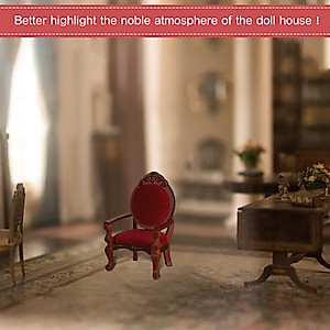 2 Pieces Miniature Dollhouse Chair 1:12 Miniature Victorian Furniture Dollhouse Chair Wooden Carved Single Sofa Chairs Vintage Armchairs