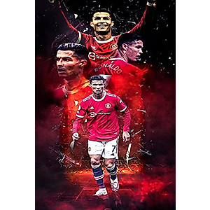 Cristiano Ronaldo CR7 Poster Wall Art Print,Football Sports Decor Superstar Quote Poster,Inspirational Canvas Wall Art Motivational Artwork Modern Home Decor For Living Room,Office,Gym,Classroom Wall Decor,Gifts.(Unframed,16”X24”inches）.