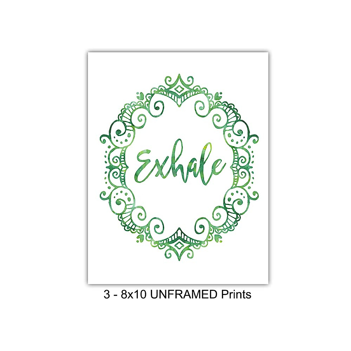 Inhale Exhale Wall Art - Inspirational Zen Wall Decor Picture Print Set - 8x10 Spiritual Home Decoration for Meditation Room, Yoga Studio, Office - Motivational Gift for Buddhist, Buddha, New Age Fans