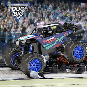 DE60 Large 1:8 Scale Upgraded RC Cars Remote Control Car for Adults Boys, Off Road Monster Truck with Realistic Sound, 2.4Ghz 4WD Rock Crawler Toy All Terrain Climbing, 2 Batteries for 80 Min Play