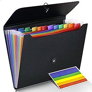 Accordian File Organizer Expanding File Folder, 13 Pockets File Holder Organizer, A4 Letter Size Paper Document Receipt Organizer Accordion Filing Folder for Classroom, Home, Office and Travel
