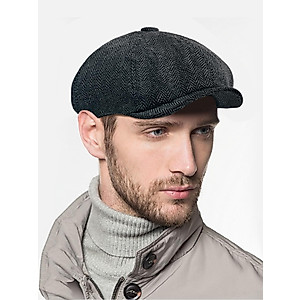 2 Pack Newsboy Hats for Men Classic 8 Panel Wool Blend Ivy Hat