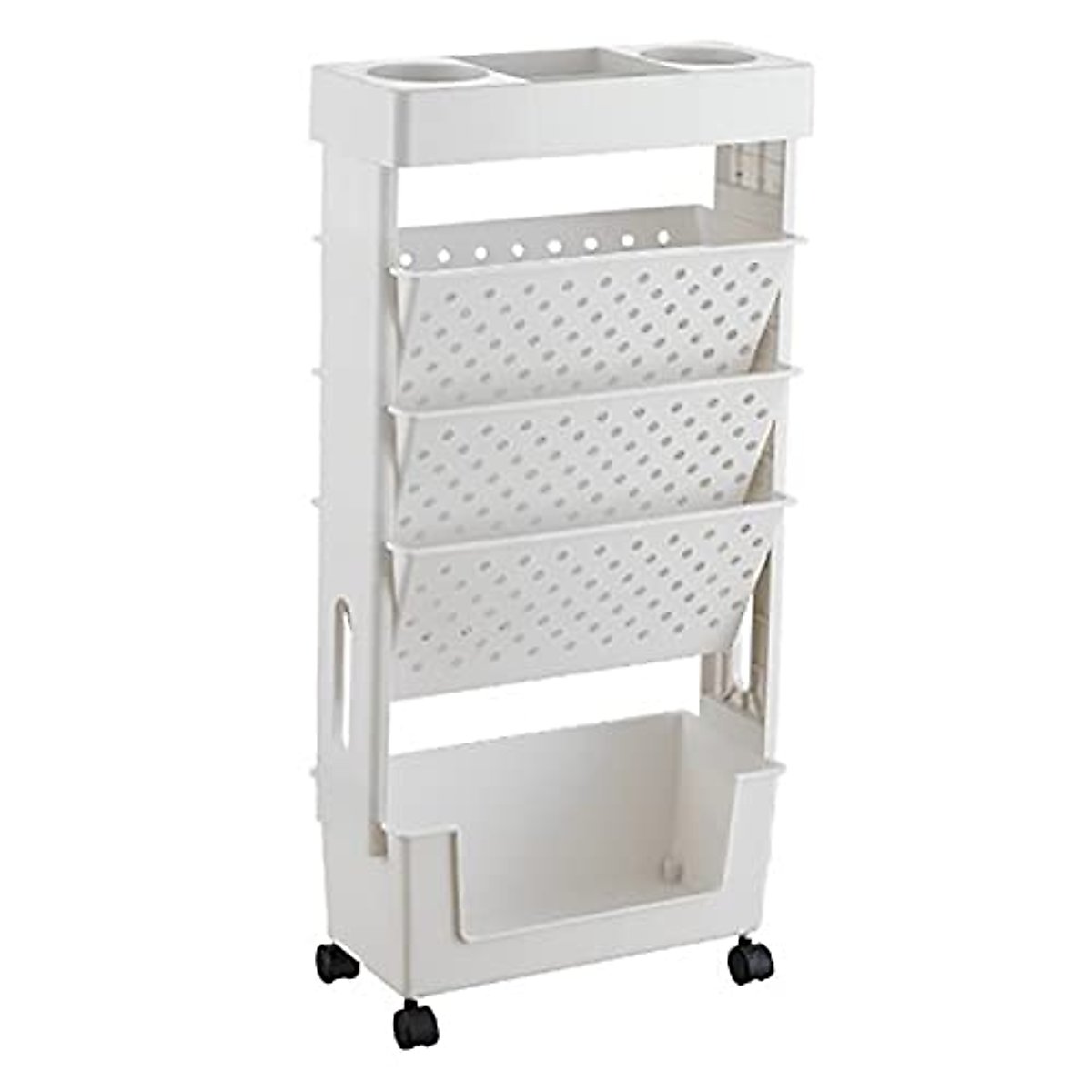Movable Bookshelf, Rolling Utility Cart Multifunctional Storage Trolley, Multilayer Capacity Bookshelves Organizer, Rotatable Removable Plastic Rolling Organization Shelf