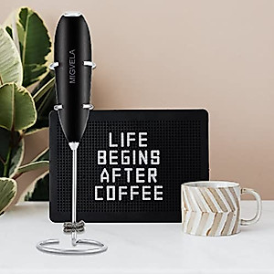 MIGVELA Coffee Milk Frother Handheld Electric Double Whisk Drink Mixer Battery Operated One-Button Hand Held Mini Foam Maker with Stand for Coffee Latte Cappuccino Hot Chocolate