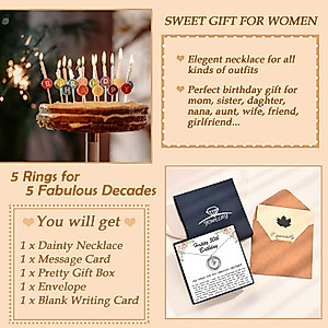 EPIRORA 50th Birthday Gifts for Women, Dainty 5 Circles Heart Cubic Zirconia Pendant Necklace for Her, 50 Years Old Birthday Jewelry Gifts