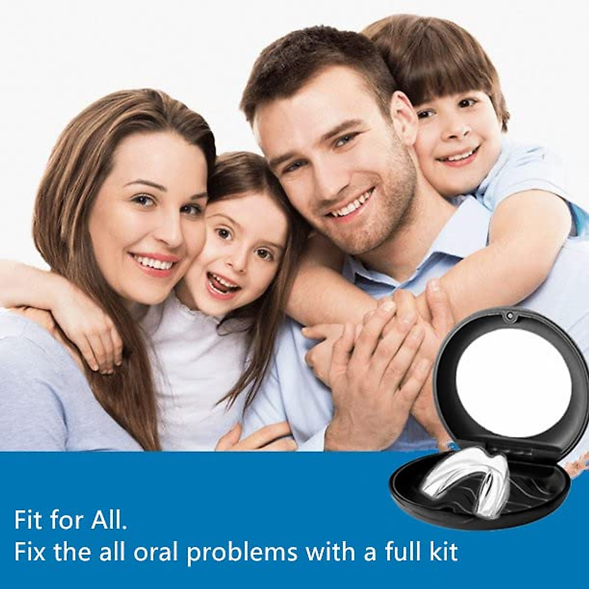 Pack of 4 Custom Mouth Night Guard for Teeth Grinding Clenching Bruxism, Sport Athletic, Whitening Tray, Including Magnetic Mirror Box (Black)