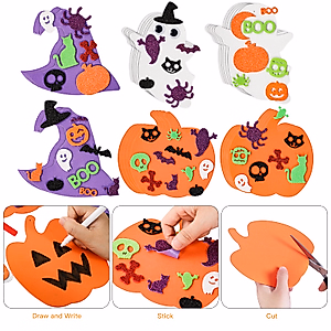 Max Fun 302PCS Halloween Crafts for Kids Foam Pumpkins Stickers Bulk, Ghost Witch Hat Halloween Decorations for Kids Party Favors Supplies Halloween Activities