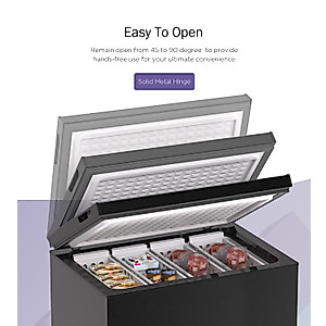 ADT Chest Freezer Free-Standing Top Door Freezers 6.8℉ to -4℉ (Matte Black, 7.0 Cubic Feet)