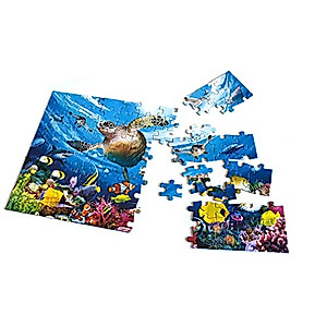 Koyiwa 100 Pieces Jigsaw Puzzle for Kids Age 4-8 Sea Turtle Swimming Fantastic Seaworld Educational Puzzle Toys for Toddler Children Boys and Girls (15 x 10 inch)