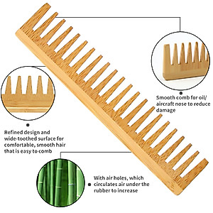 EKONAER 4 PCS Bamboo Hair Brush Set With Natural Wooden Wide-tooth and Tail Comb Big and Mini Paddle Detangling Hairbrush for Women men kids and Baby Thick Thin Curly Straight Dry