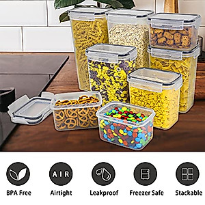 DDF iohEF 24 Pack Cereal Containers Storage Set, Airtight Food Containers, Kitchen Pantry Organization and Storage, BPA Free Plastic, for Pasta, Flour, Snack - Includes Labels, Marker & Spoons Set