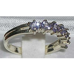 925 Sterling Silver Real Genuine Tanzanite Womens Anniversary Ring - Size 8