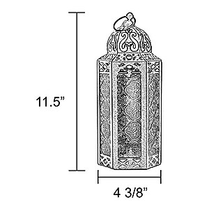 Vela Lanterns White Moroccan Lamp Lantern Decorative Candle Holder for Indoor Outdoor Weddings, Home Decor, Patio, Weddings, Yellow Glass, Medium