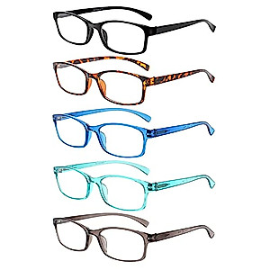 NORPERWIS Reading Glasses 5 Pairs Quality Readers Spring Hinge Vintage Glasses for Reading for Men and Women (Mix Color - 2, 2.00)