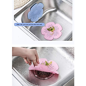 Sink Strainer 4 Pcs Creative Flower Shaped Kitchen Sink Strainer Shower Drain Hair Catcher Bathtub Drain Protector Home Bath Accessories