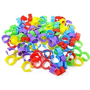 HONBAY 100PCS 5 Colors Poultry Foot Rings Leg Bands Clip-on Rings for Birds, Ducks and Chickens (16mm(1.1-5.5lbs))