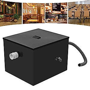 SNKOURIN 20 LB Commercial Grease Interceptor, Under Sink Grease Trap with 2.2 GPM Flow Rate, Stainless Steel Grease Traps for Restaurant Canteen Factory Home Kitchen, Black