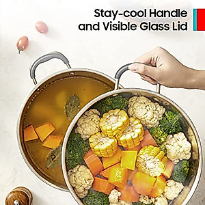 SUNHOUSE Steamer Pot for Cooking 8-inch Steam Pots with Lid, 3 Quarts Multipurpose Stock Pot Stainless Steel Steaming Pot Cookware with Handle for Vegetable, Stews, Pasta, Dumpling, Sauce, Food