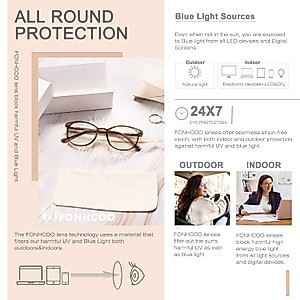 FONHCOO Blue Light Blocking Glasses Women Men TR90 Round Computer Eyeglasses (Coffee)