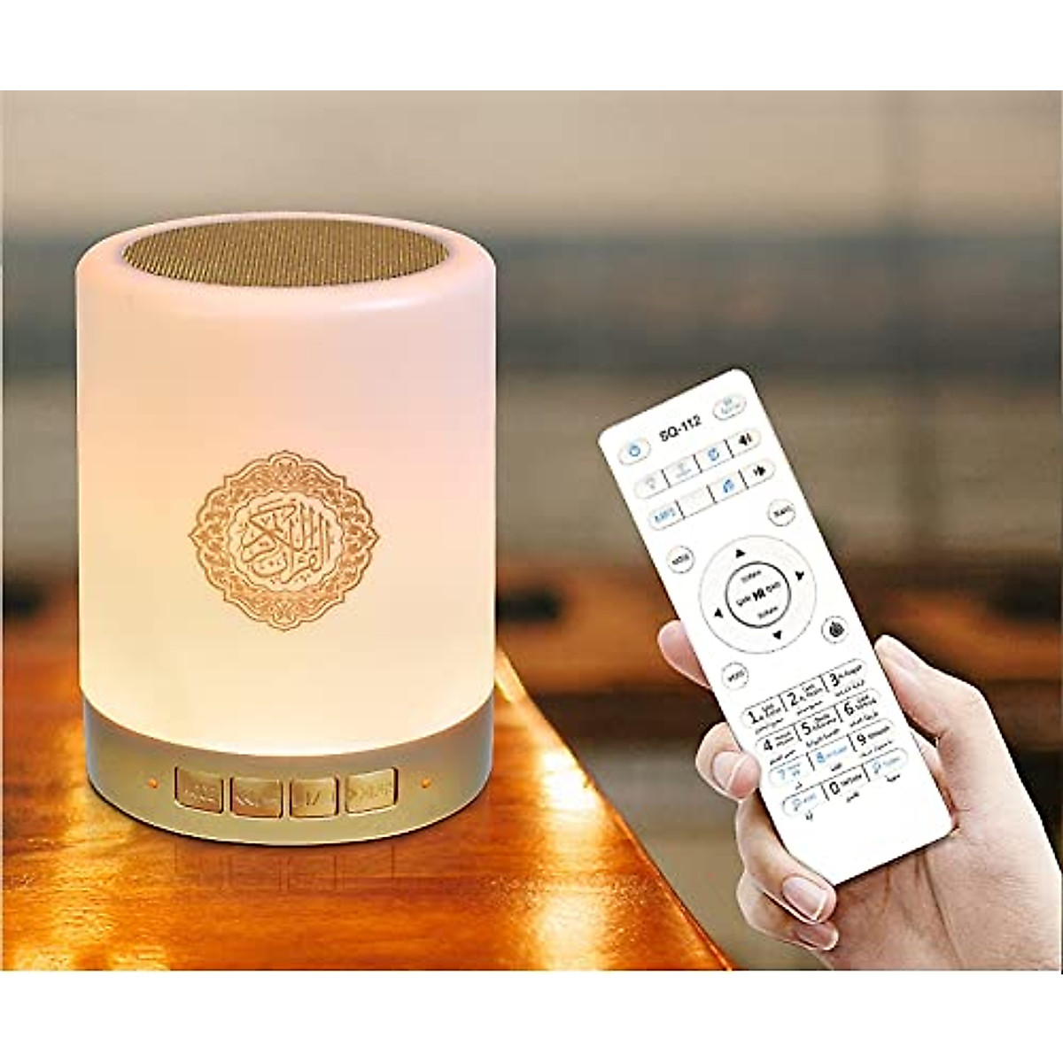 Quran Bluetooth Speaker Light for Quran in Arabic, Portable LED Touch Night Light with Time Display - Quran Player Remote & APP Control Azan Speaker Quran Lamp