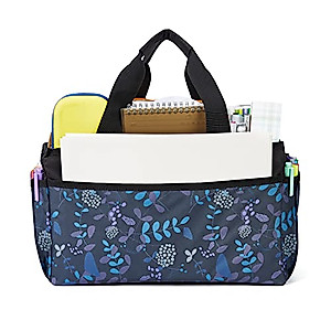 Craft Organizer Tote Bag, Art Caddy Organizer with handles,Multi-Functional Craft Caddy for Sewing & Scrapbooking Supplies,Travel Art Box with Handle.JOSIVIKY (Blue Floral)