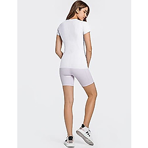 LUYAA Seamless Lightweight Women's Workout Shirts Short Sleeves Quick Dry Fashion Gym Athletic Yoga Gym Sports Tops White S