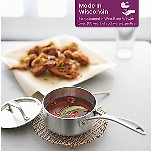 American Kitchen - 1 Quart Stainless Steel Sauce Pan, with cover, Made In America