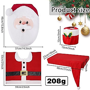ASYWISH Christmas Bathroom Decoration Set 4Pcs with Toilet Cover Rugs Tank Cover Paper Box Cover Festive Indoor Party Decor Toilet Cover