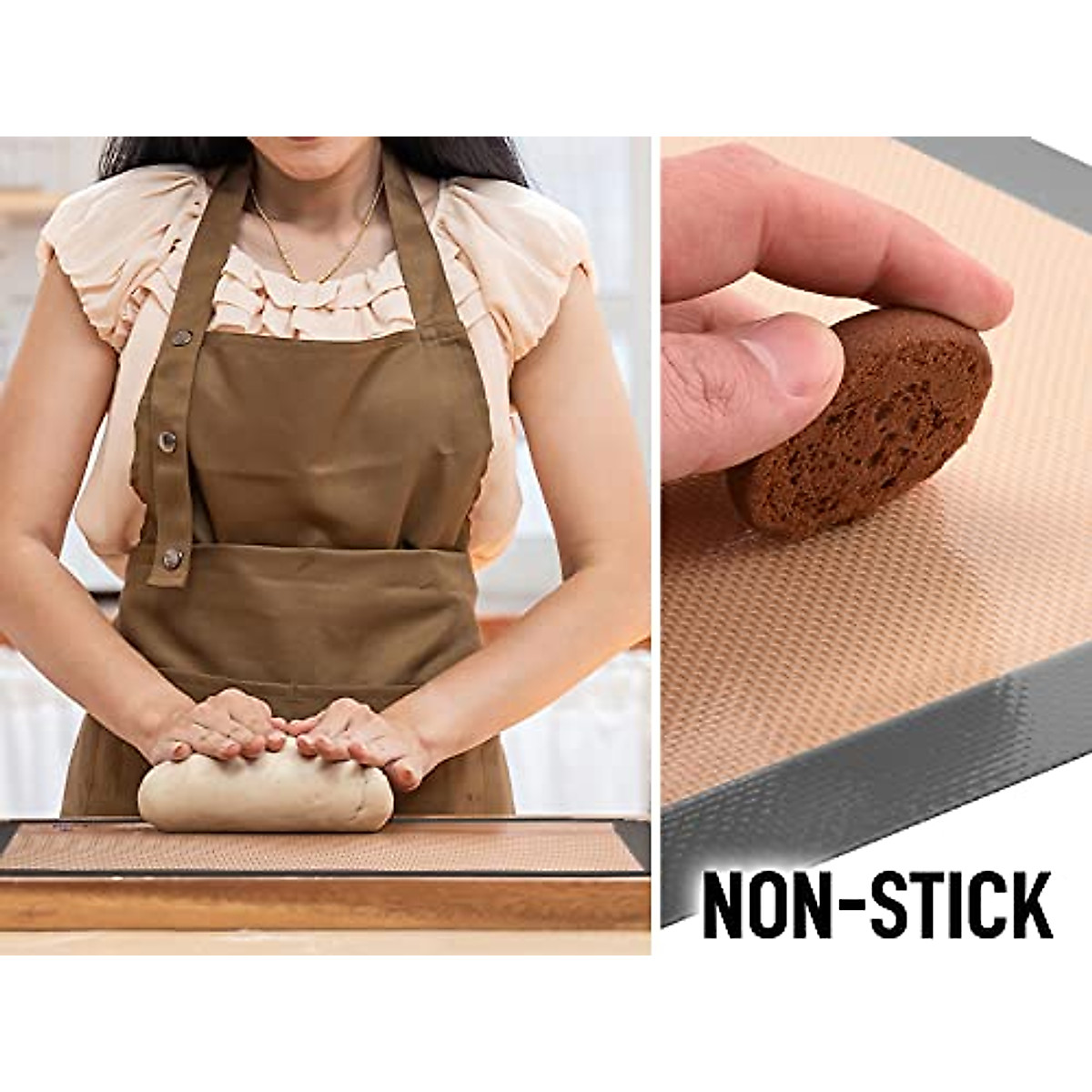 Zulay Kitchen (2 Pack) Silicone Baking Mat Sheet Set - Reusable Baking Mat Nonstick - Half Sheet Baking Mat For Oven - 16.5" x 11.6" (Dark Gray)
