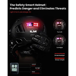 ILM Bluetooth Smart Bike Helmet Brake Warning LED Light Control NTA8776 CE CPSC Triple Certification Adult Bicycle Casco Men Women Matte Black Large X-Large