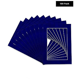 8.5x11 Mat for 5.5x8.5 Photo - Precut Royal Blue Suede Picture Matboard for Frames 8.5 x 11 Inches - Bevel Cut to Display Art 5.5 x 8.5 - Acid Free Pack of 100 MATS with Backing Boards & Clear Bags
